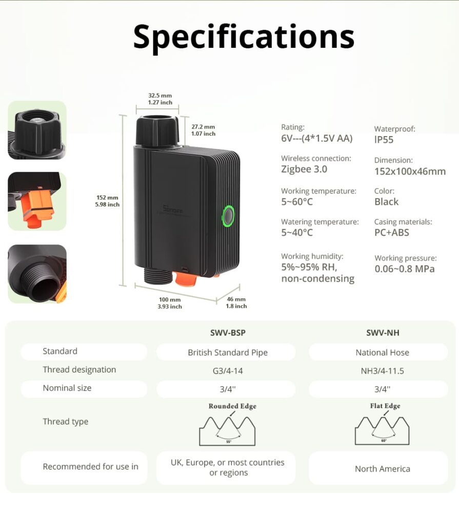 SONOFF SWV Zigbee Garden Watering Timer Smart Drip Irrigation System ...